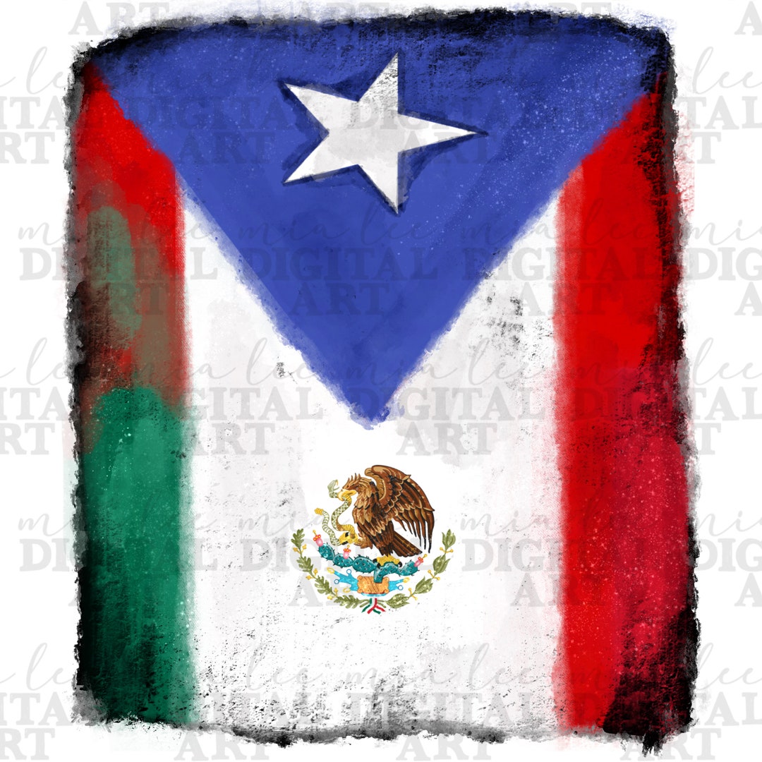 Puerto Rico and Mexico Flag Png Sublimation Design Download, Mexico Png ...