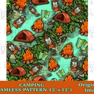 Camping Seamless Pattern Digital Paper, Digital Seamless Pattern Png ...