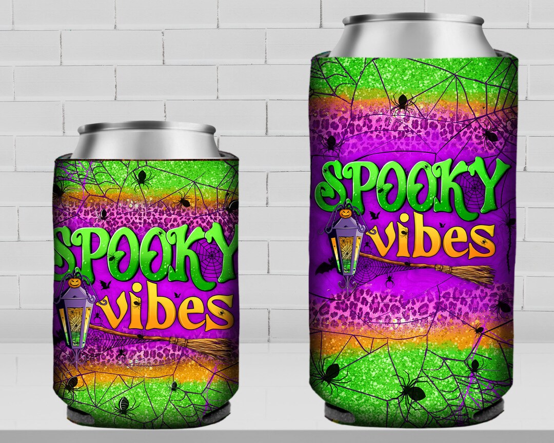Spooky Vibes 12 Oz Slim and Regular Soft Can Cooler Png,can Cooler Wrap ...