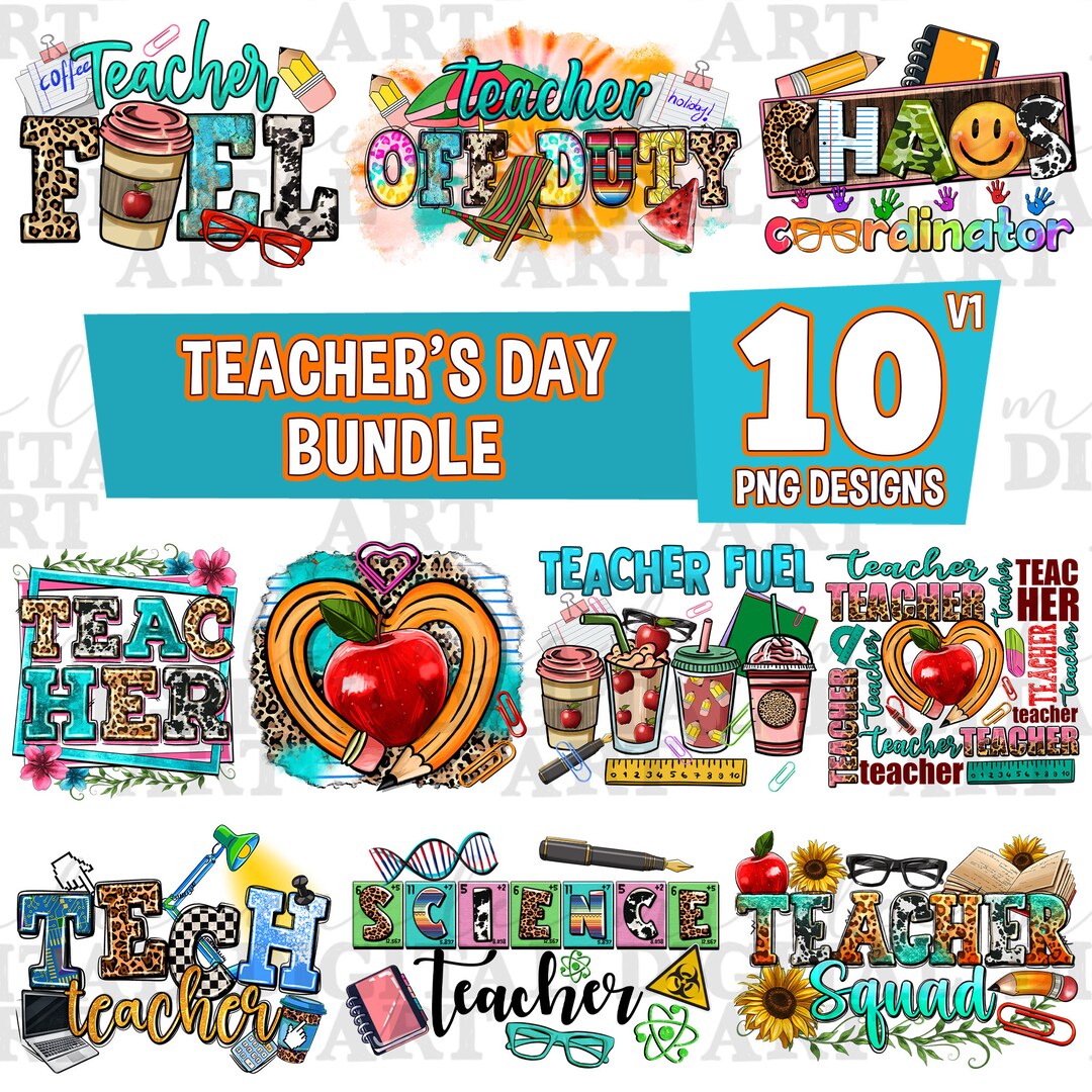 Teacher's Day Bundle Png Sublimation Design Download, Teacher's Day Png ...