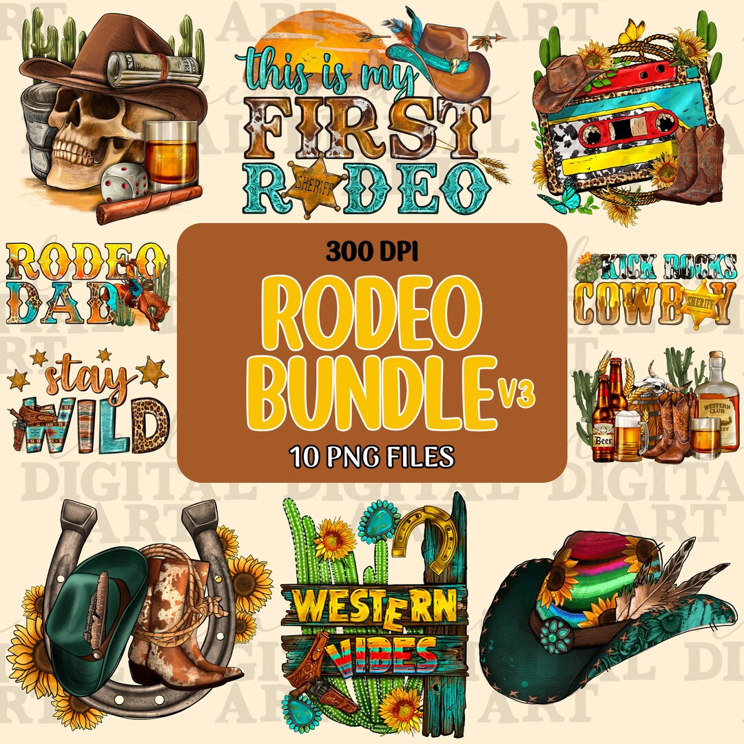 Rodeo Bundle V3 Png Sublimation Design Download, Western Cowboy Png ...