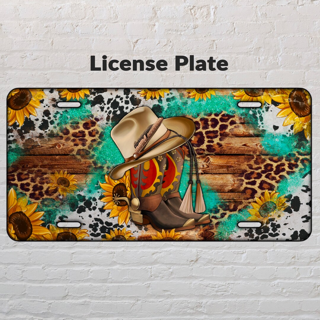 Western Boots and Hat License Plate Png Sublimation Design Download ...