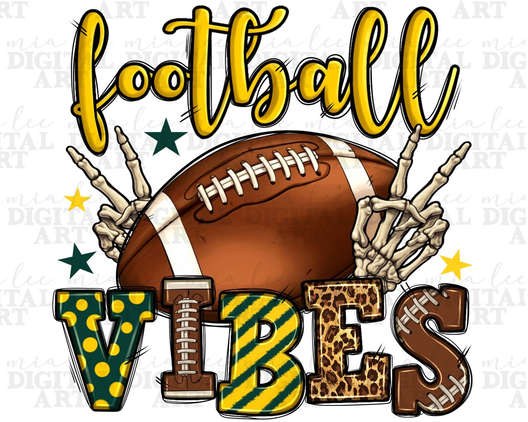 Football Vibes Yellow and Green Team Color Png Sublimation Design ...