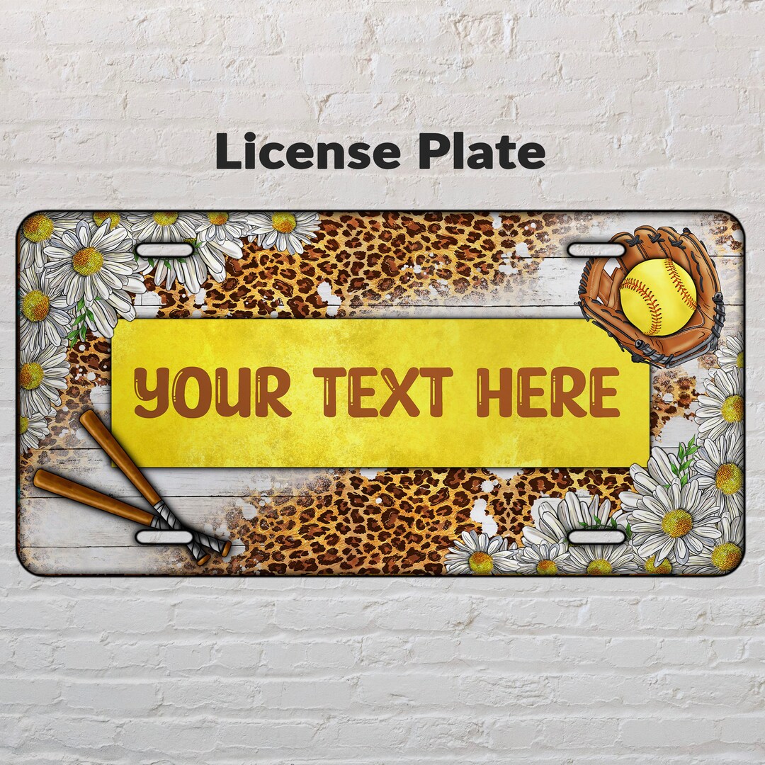 Personalized Softball License Plate Png Sublimation Design Download ...