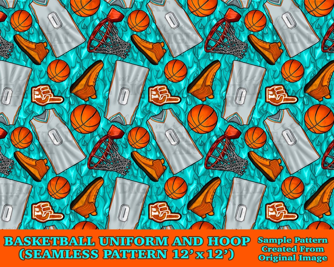 Basketball Uniform and Hoop Seamless Pattern Digital Paper, Digital ...