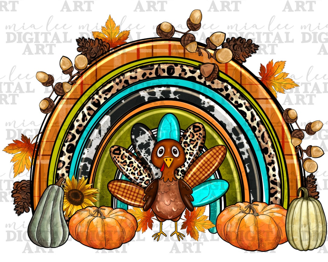 Fall Turkey Rainbow Png Sublimation Design Download, Fall Png, Fall ...