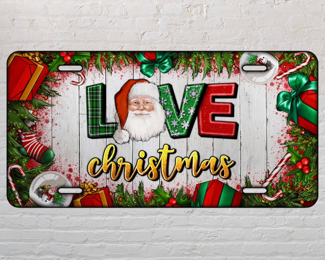 Love Christmas With Santa License Plate Png Sublimation Design Download ...