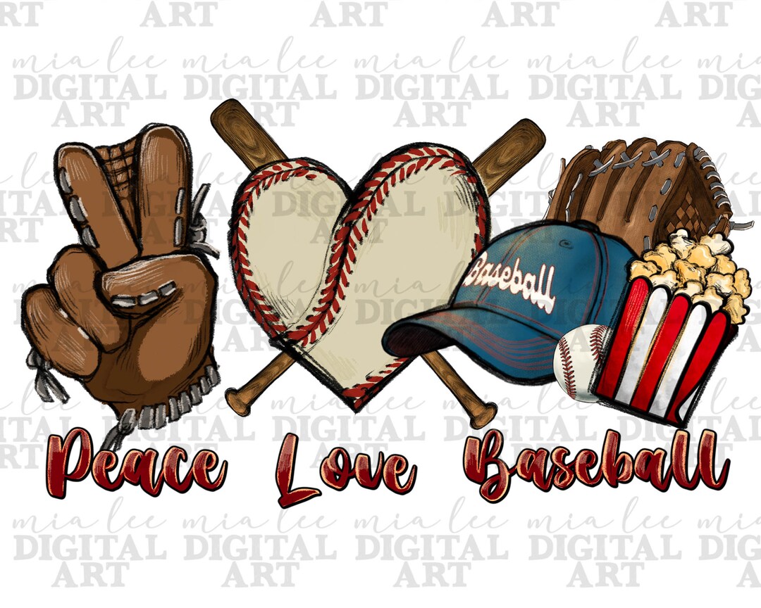 Peace Love Baseball Png Sublimation Design Download, Sport Png, Game ...