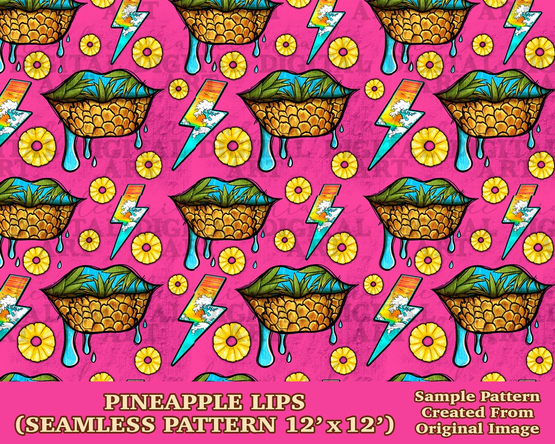 Pineapple Lips Seamless Pattern Digital Paper, Fruit Digital Seamless ...