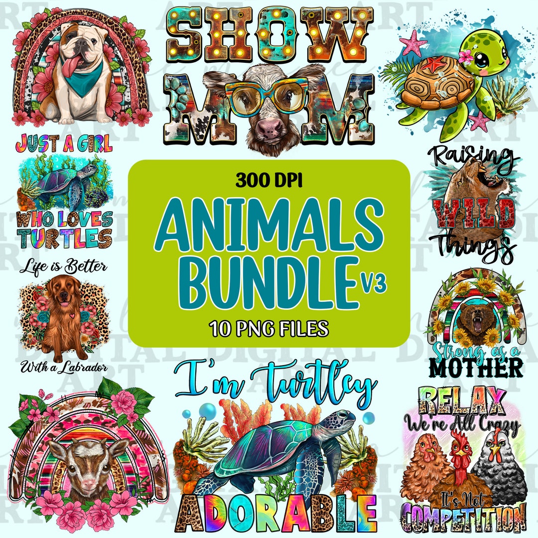 Animals Bundle V3 Png Sublimation Design Download, Hand Drawn Animals ...
