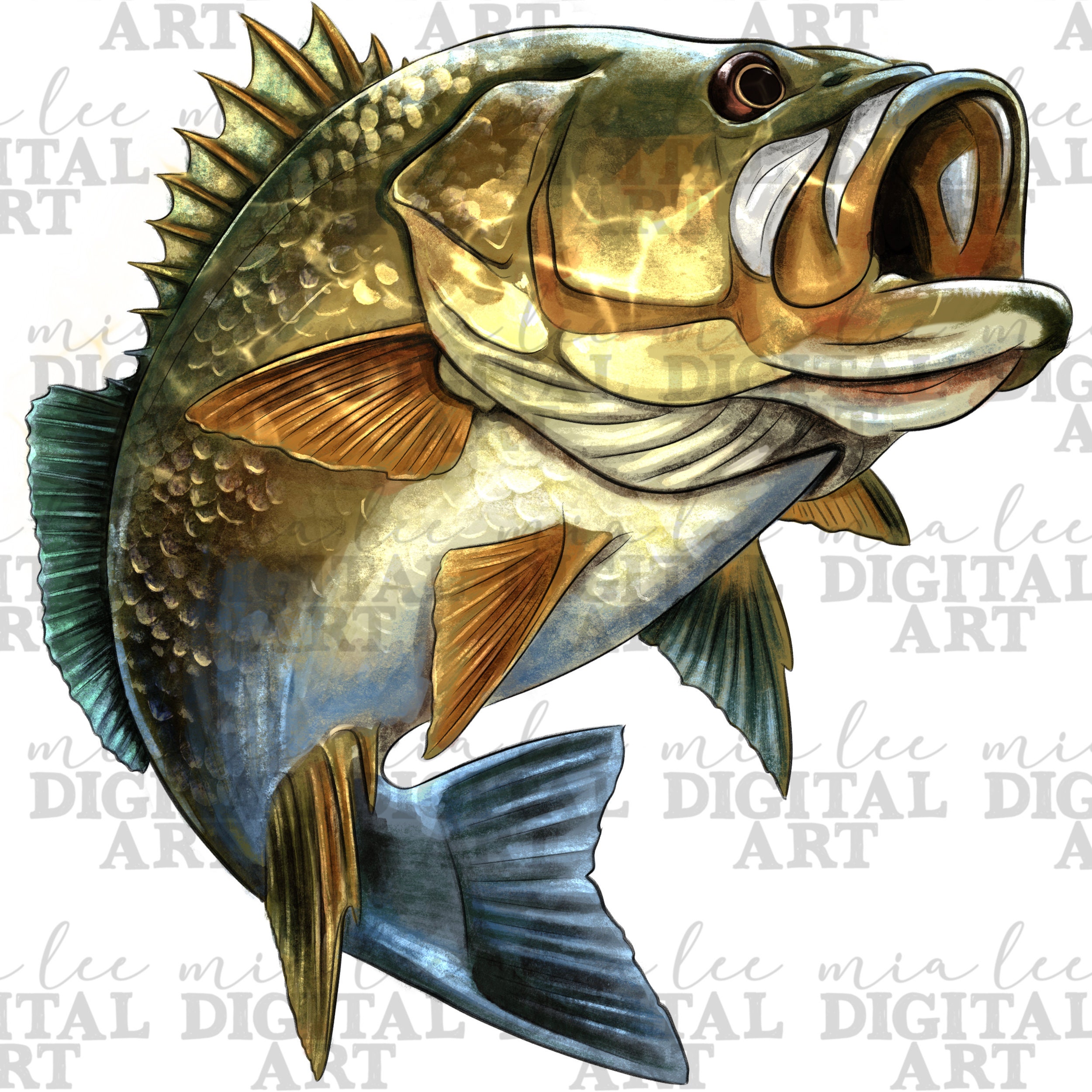 Bass Fish Png Sublimation Design Download, Fishing Png, Bass Fish ...