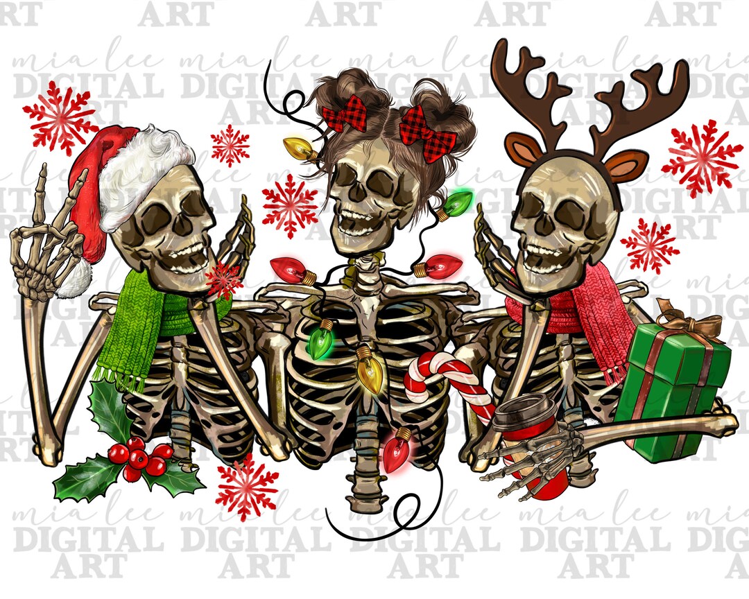 Christmas Skeletons Png Sublimation Design Download, Merry Christmas ...