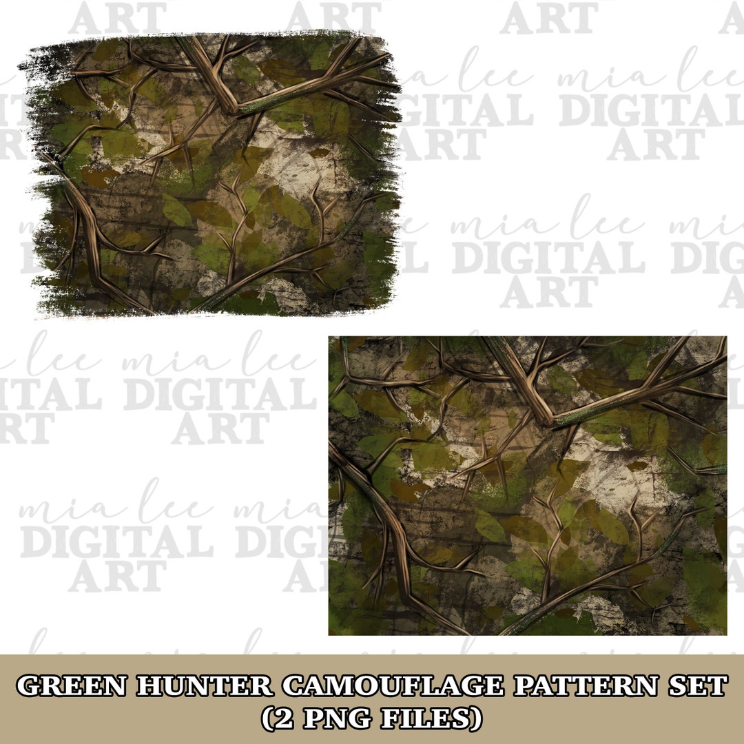 Green Hunter Camouflage Pattern Set Png Sublimation Design Download ...