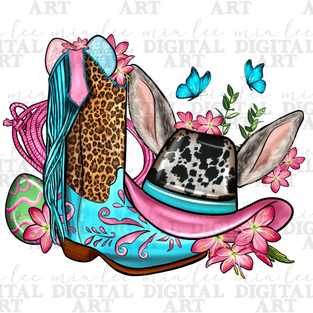 Easter Cowboy Boots Hat Png Sublimation Design Download, Happy Easter ...