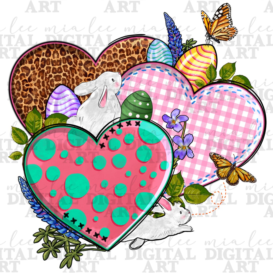 Easter Hearts Png Sublimation Design Download, Happy Easter Day Png ...