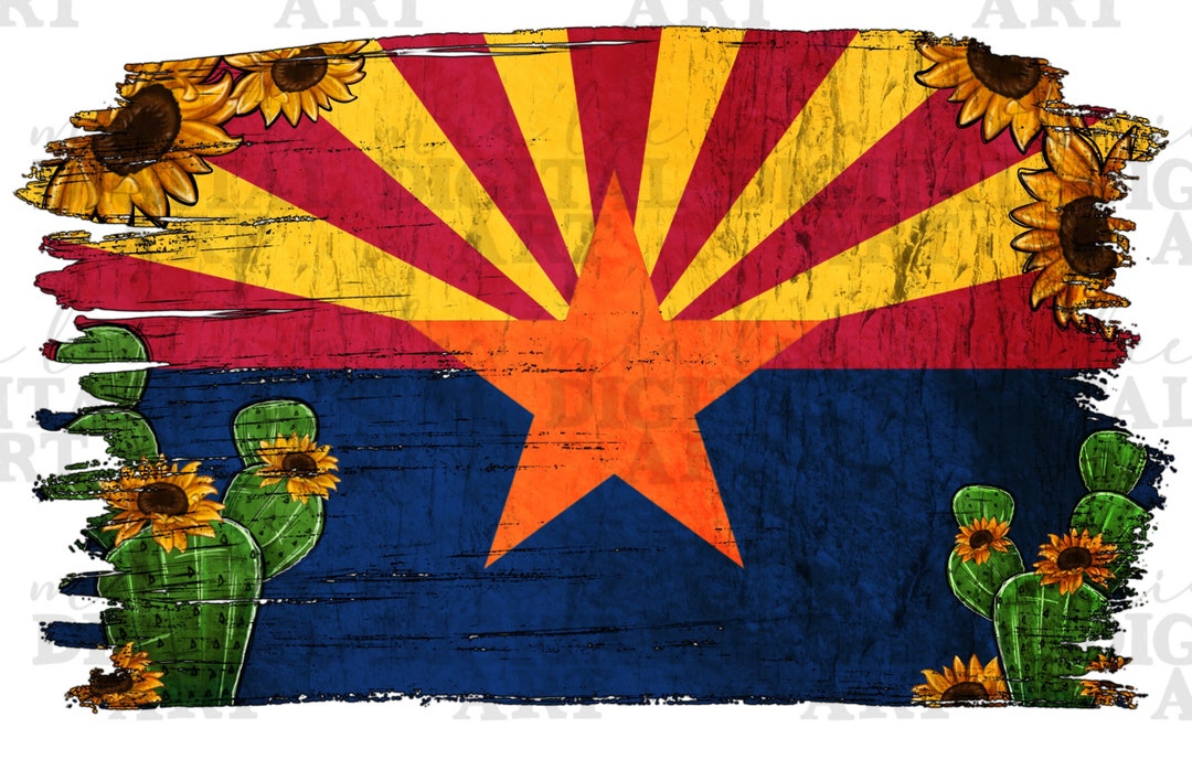 Arizona Flag Png Sublimation Design Download, Cactus Sunflower Arizona ...