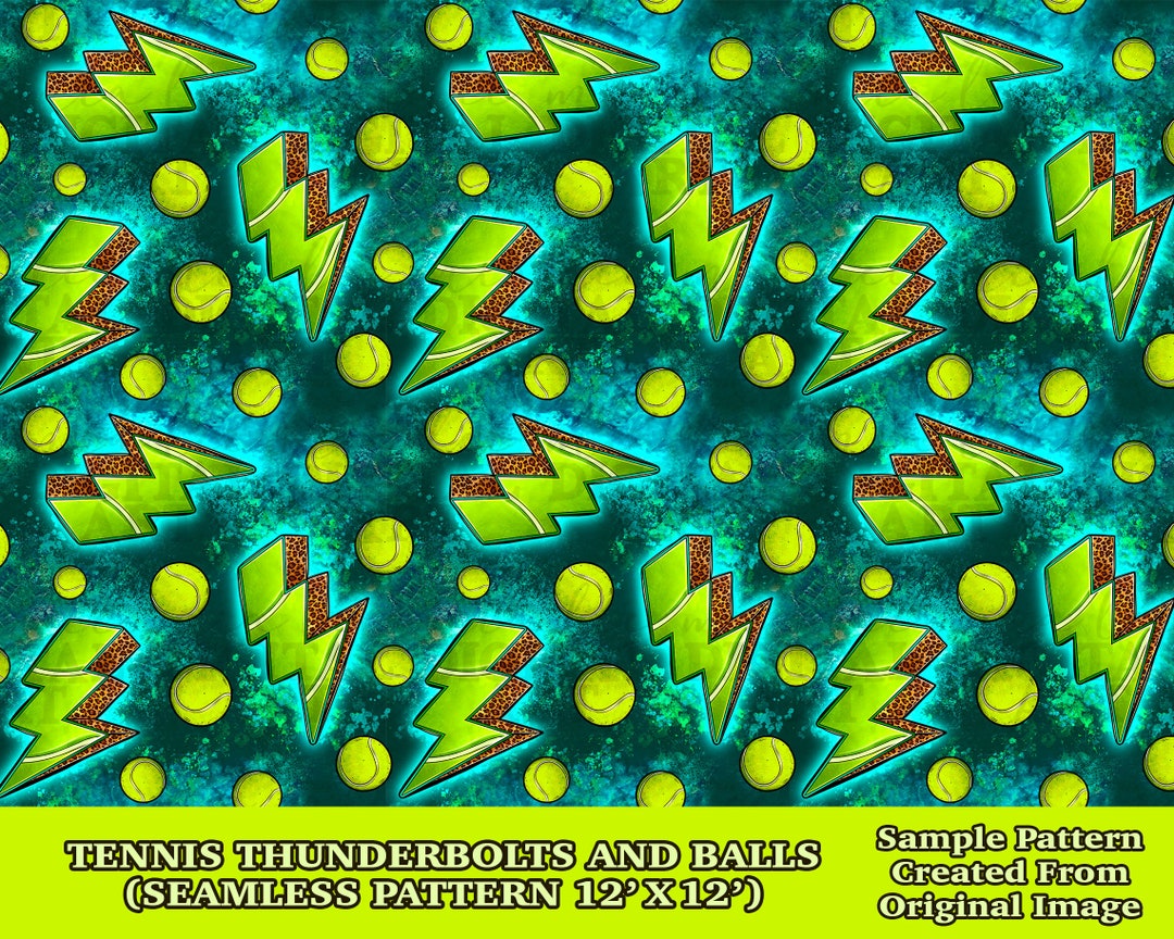 Tennis Thunderbolts Seamless Pattern Digital Paper, Digital Seamless ...