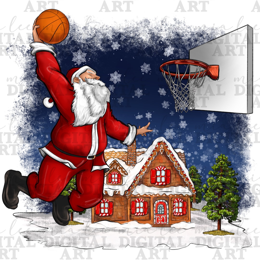 Christmas Santa Playing Basketball Png Sublimation Design Download ...