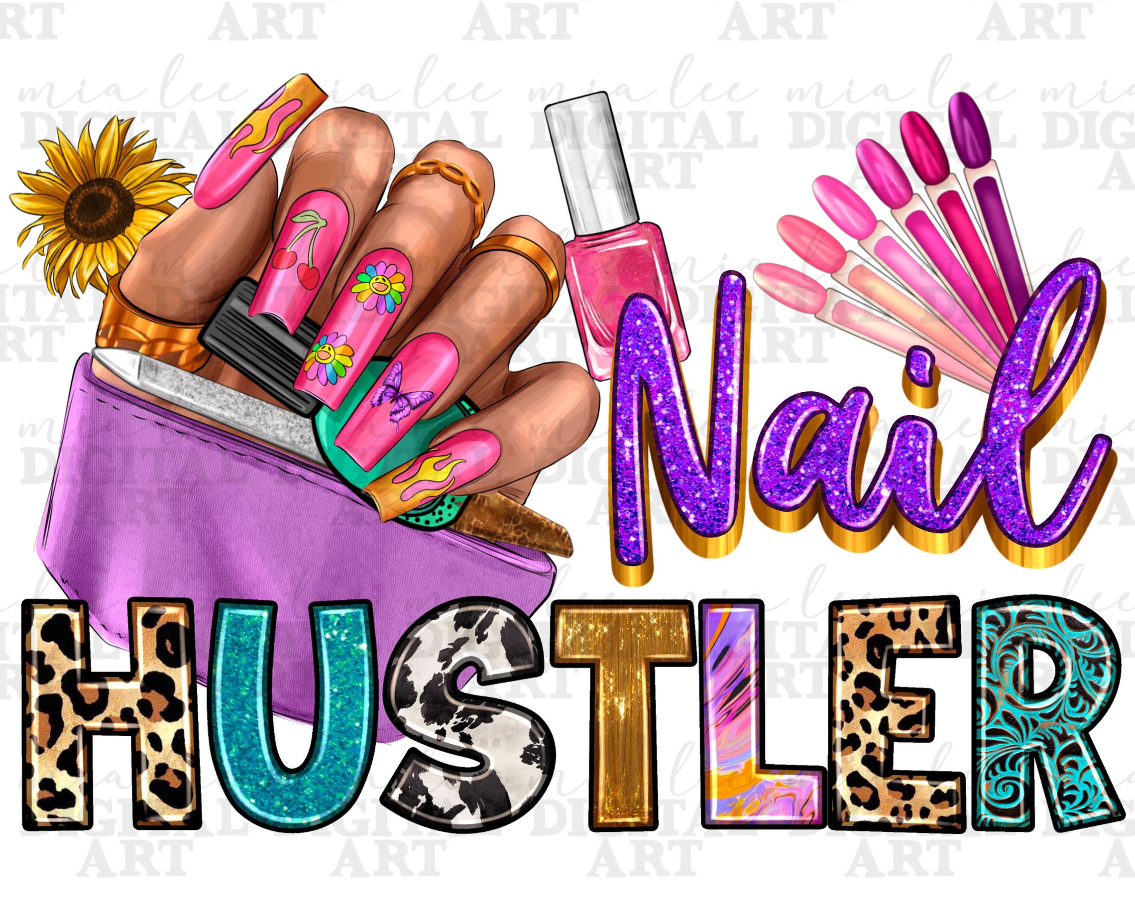 Nail Hustler Png Sublimation Design Download Nail Art Png - Etsy