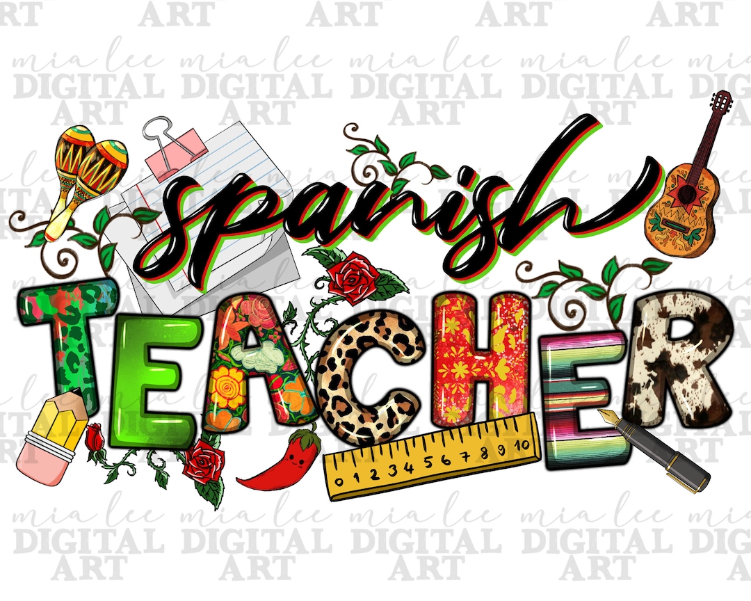 Spanish Teacher Png Sublimation Design Download, Teacher's Day Png ...