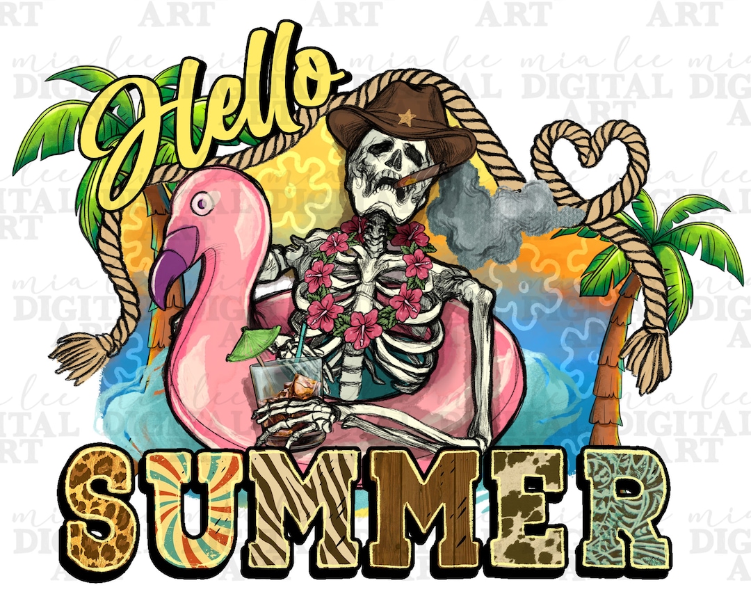 Hello Skeleton Summer Png Sublimation Design Download, Summer Png ...