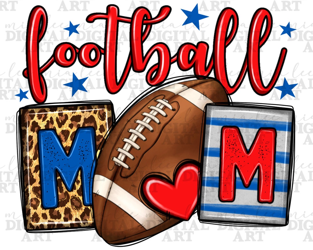 Football Mom Red and Blue Team Color Png Sublimation Design Download ...