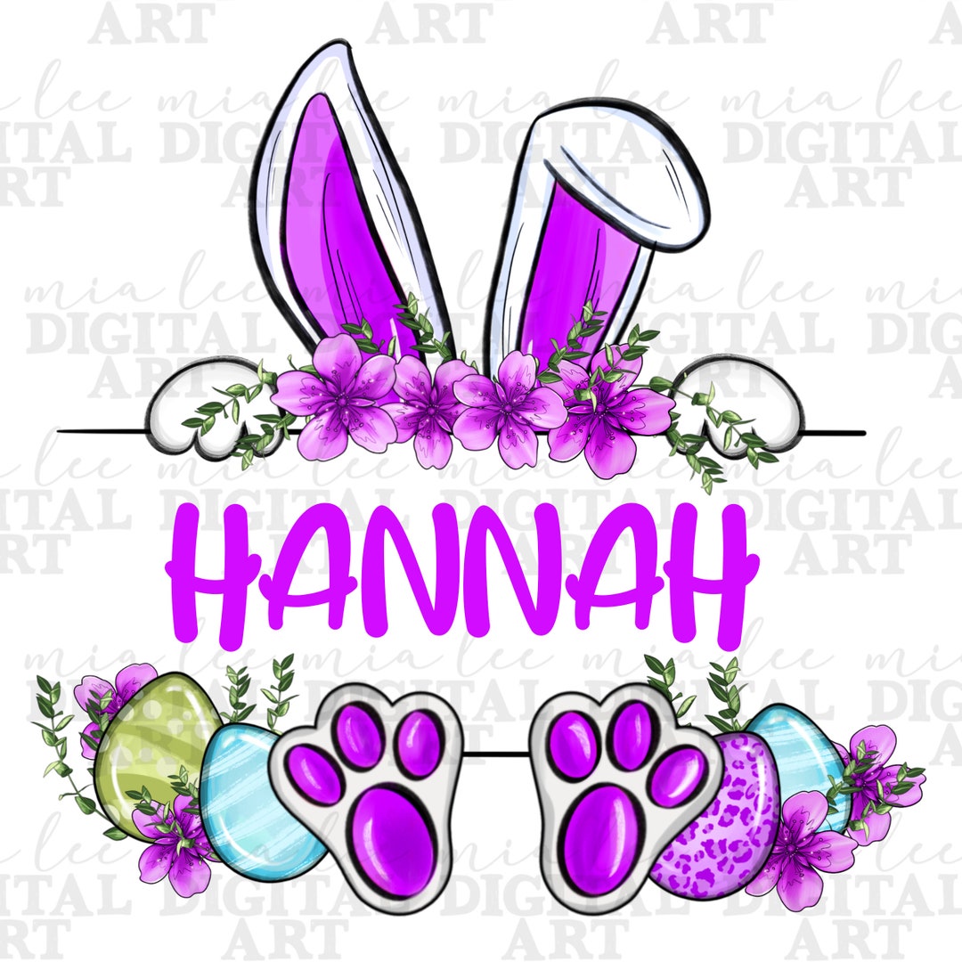 Purple Easter Bunny Name Frame Png Sublimation Design Download, Happy ...