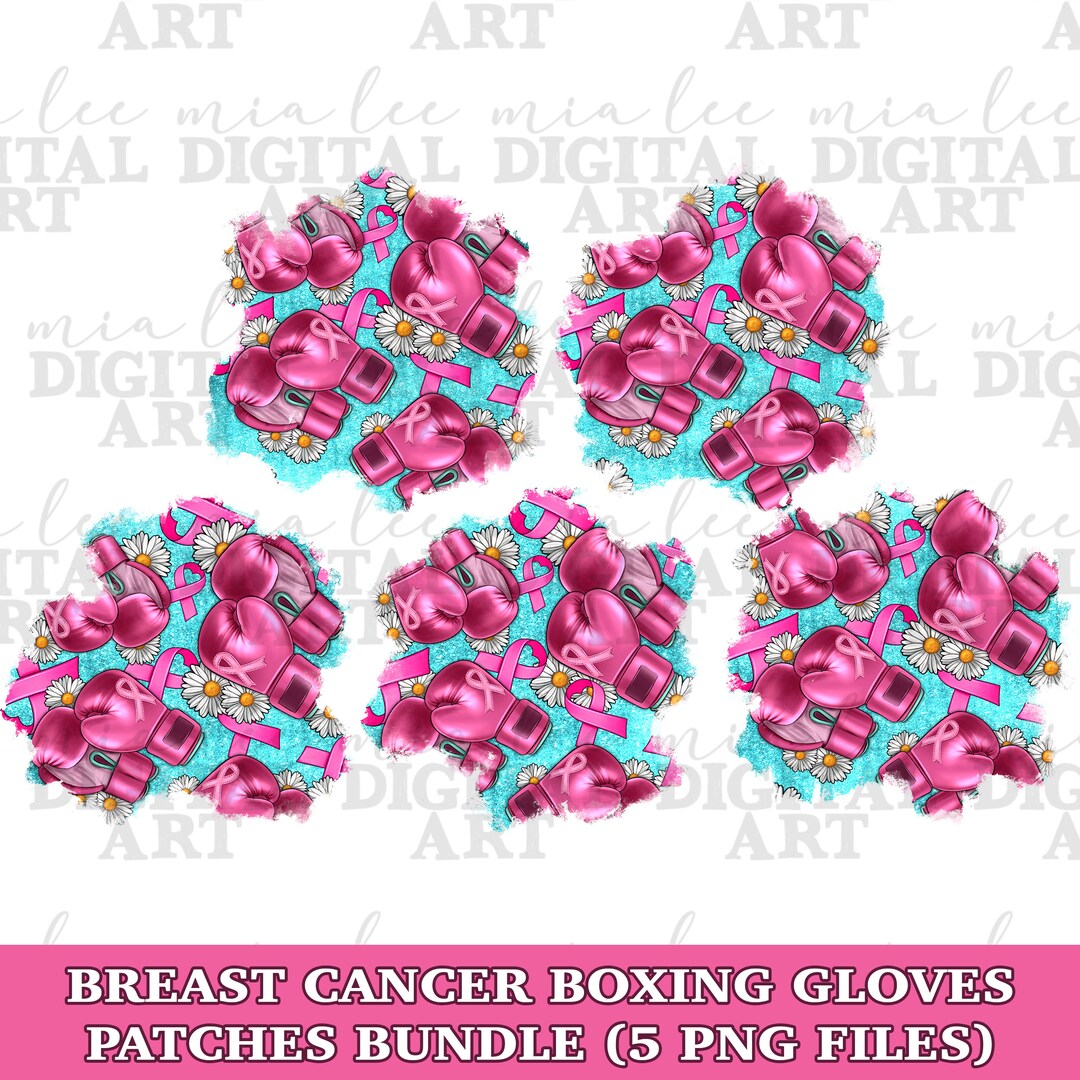 Breast Cancer Boxing Gloves Patches Bundle Png, Cancer Awareness Png ...