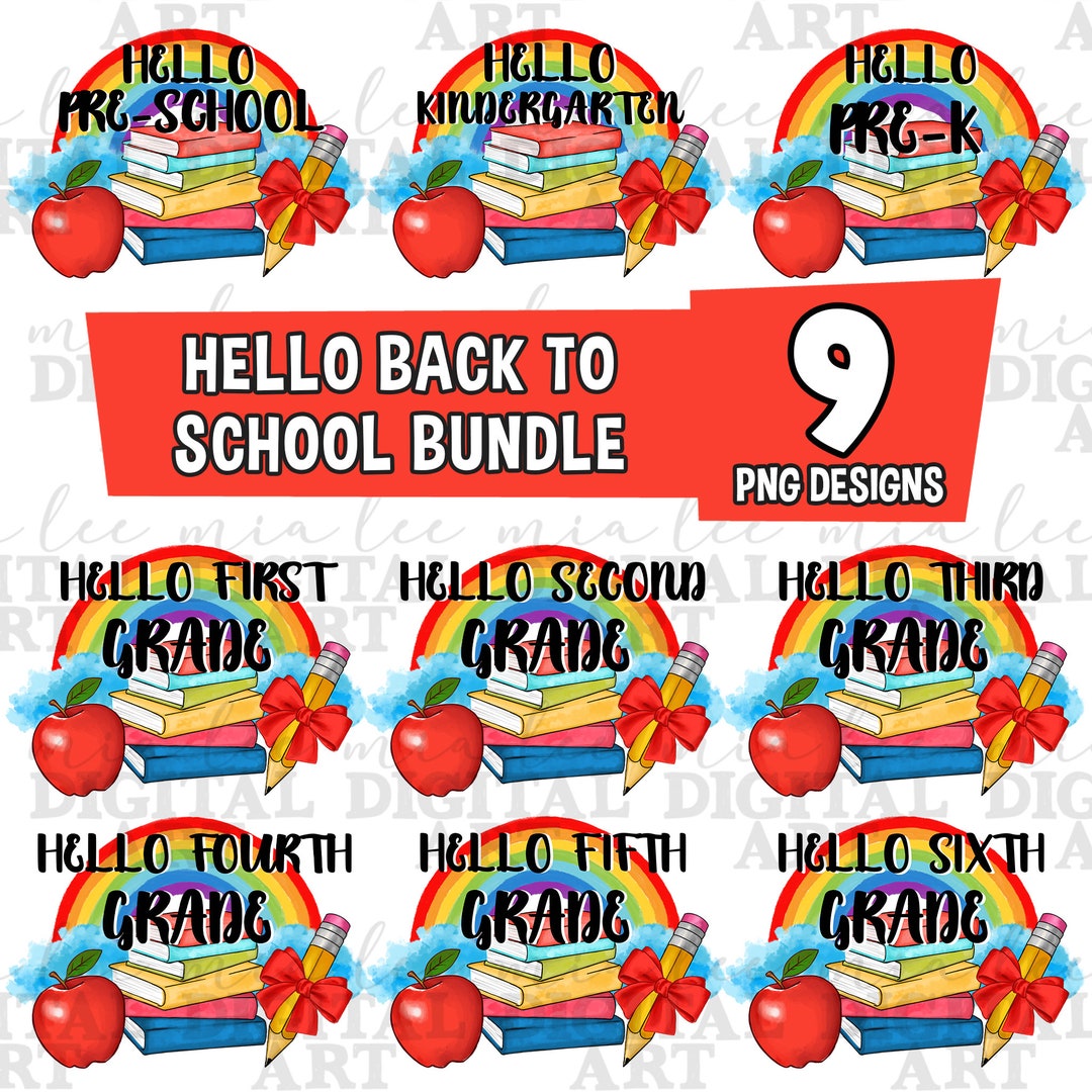Hello Back to School Bundle Png Sublimation Design Download, Back to ...