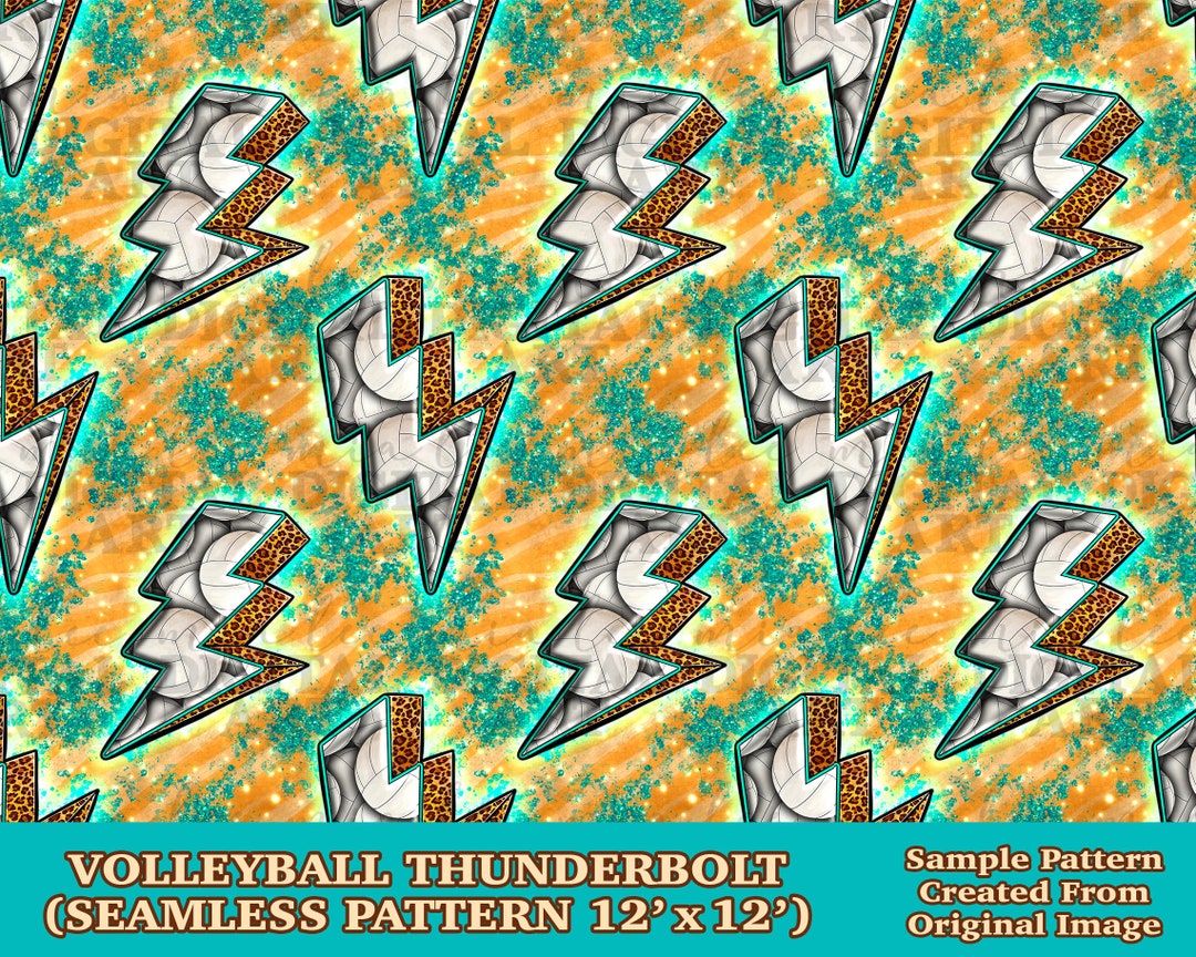 Volleyball Thunderbolts Seamless Pattern Digital Paper, Digital ...