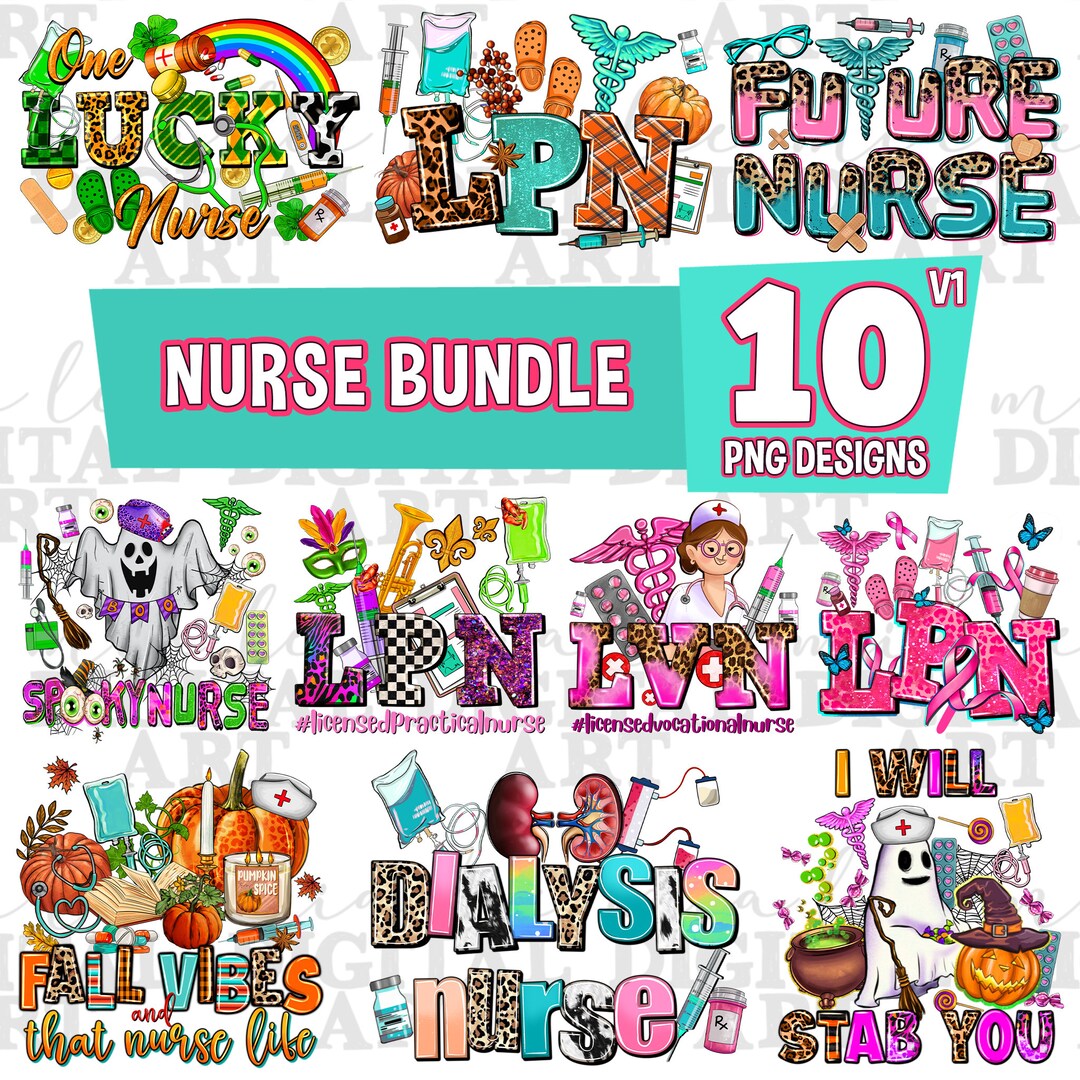 Nurse Bundle V1 Png Sublimation Design Download, Nurse Design Png ...