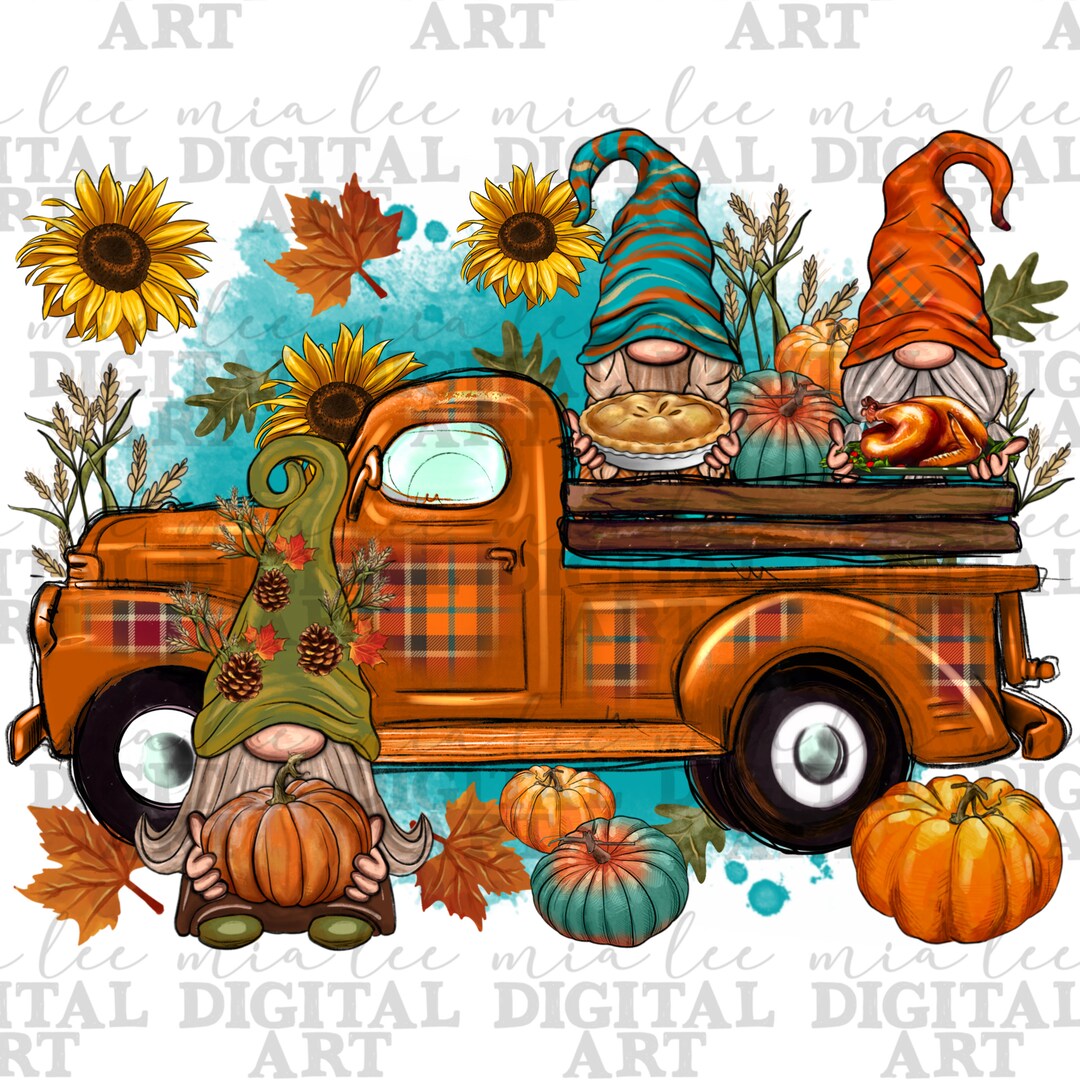 Fall Gnomes Truck Png Sublimation Design Download, Fall Png, Fall Vibes ...