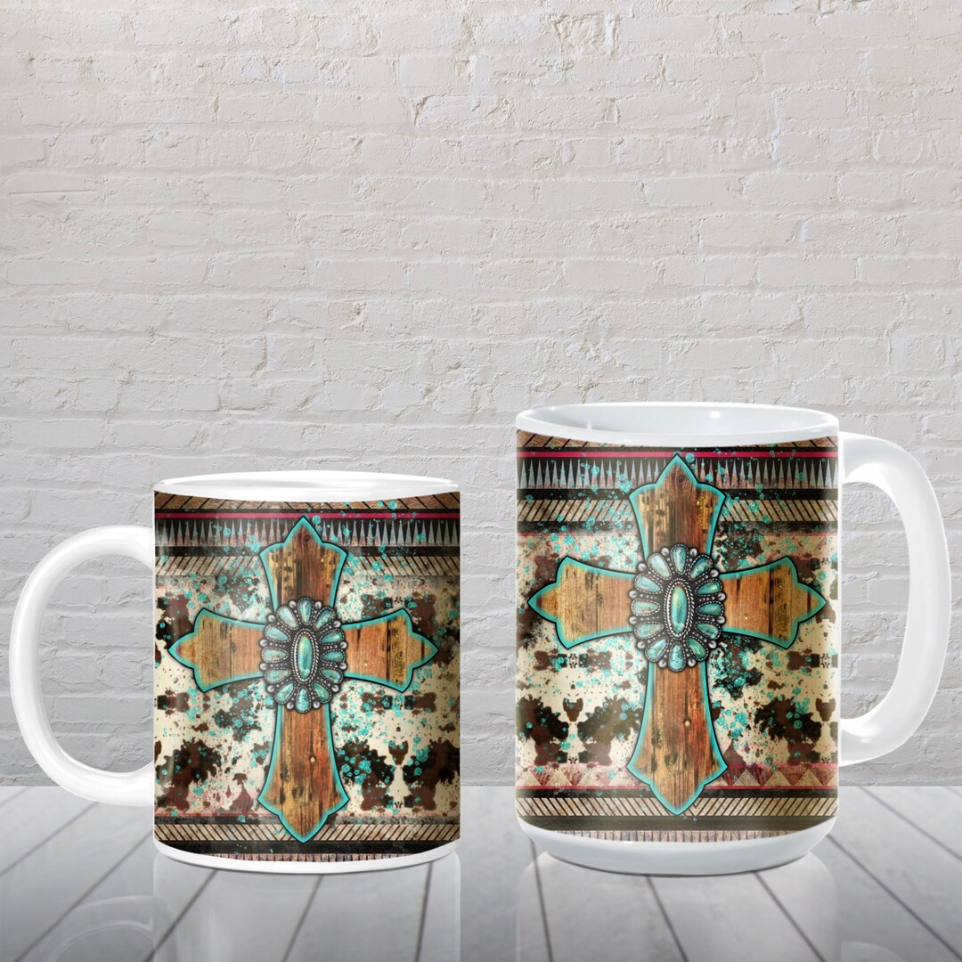 Western Cross 11 Oz and 15 Oz Mug Png, Mug Wrap Png, Mug Design Png ...