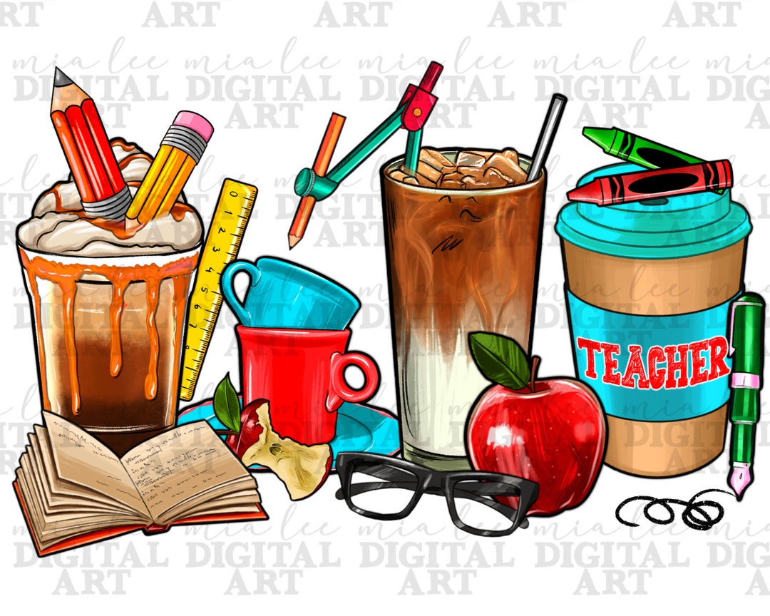 Teacher Coffee Cups Png Sublimation Design Download, Teacher's Day Png ...