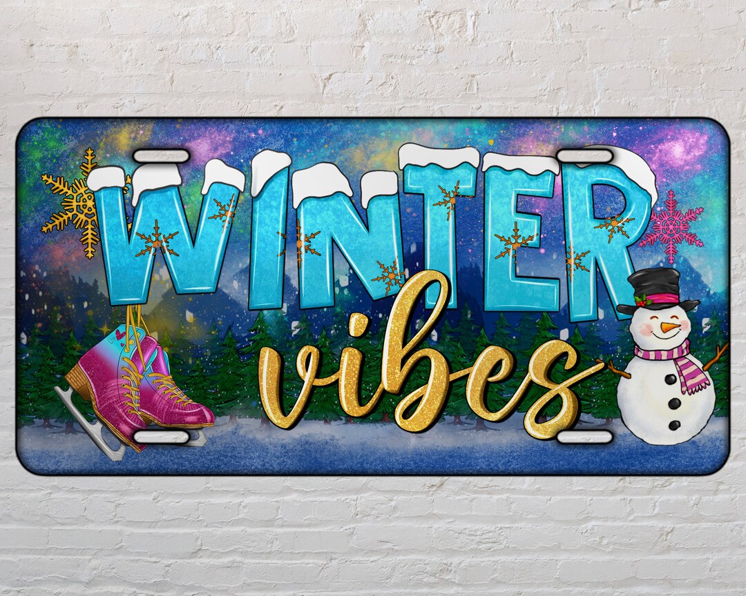 Winter Vibes License Plate Png Sublimation Design Download, Winter ...