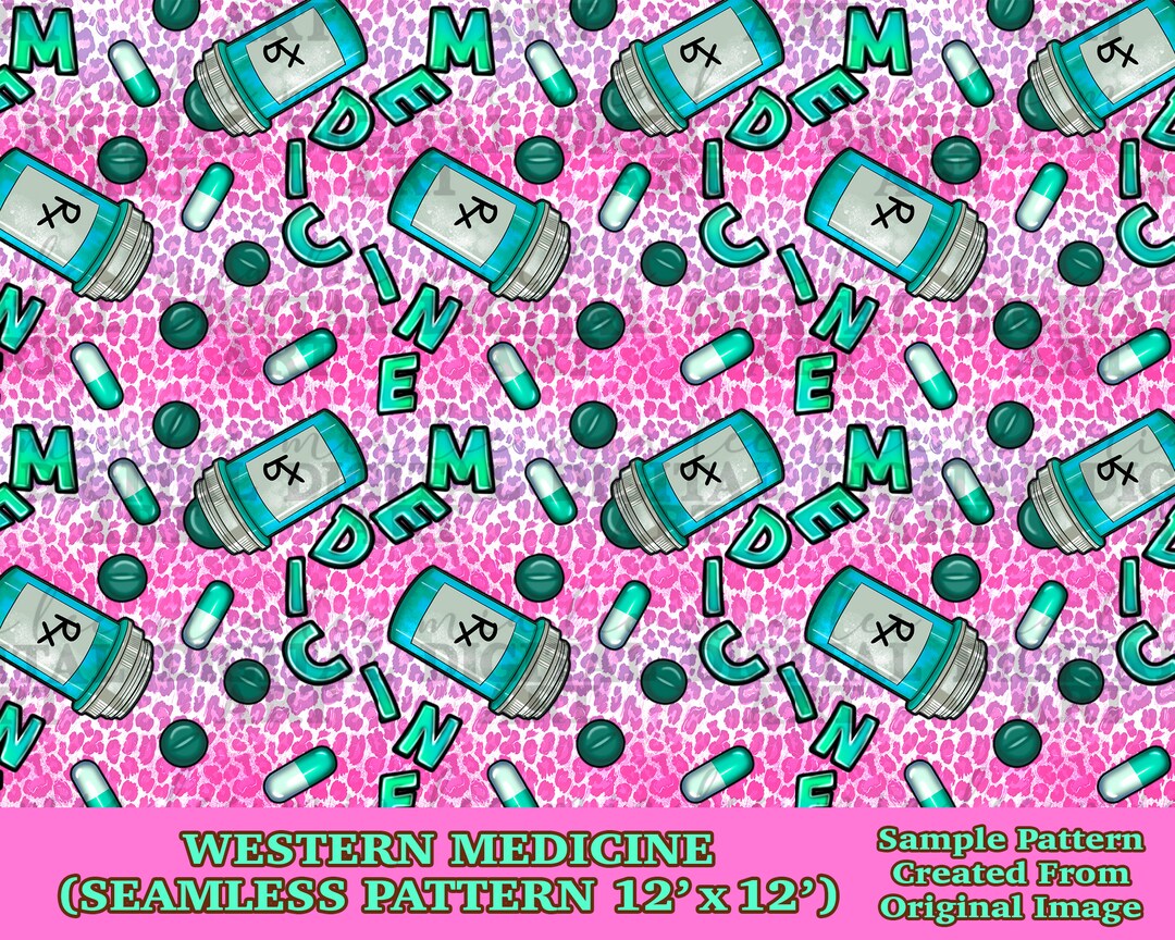 Western Medicine Seamless Pattern Digital Paper, Western Digital ...