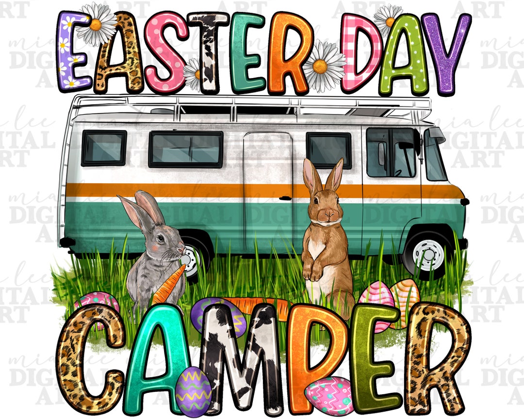 Easter Day Camper Png Sublimation Design Download, Camping Van Png ...