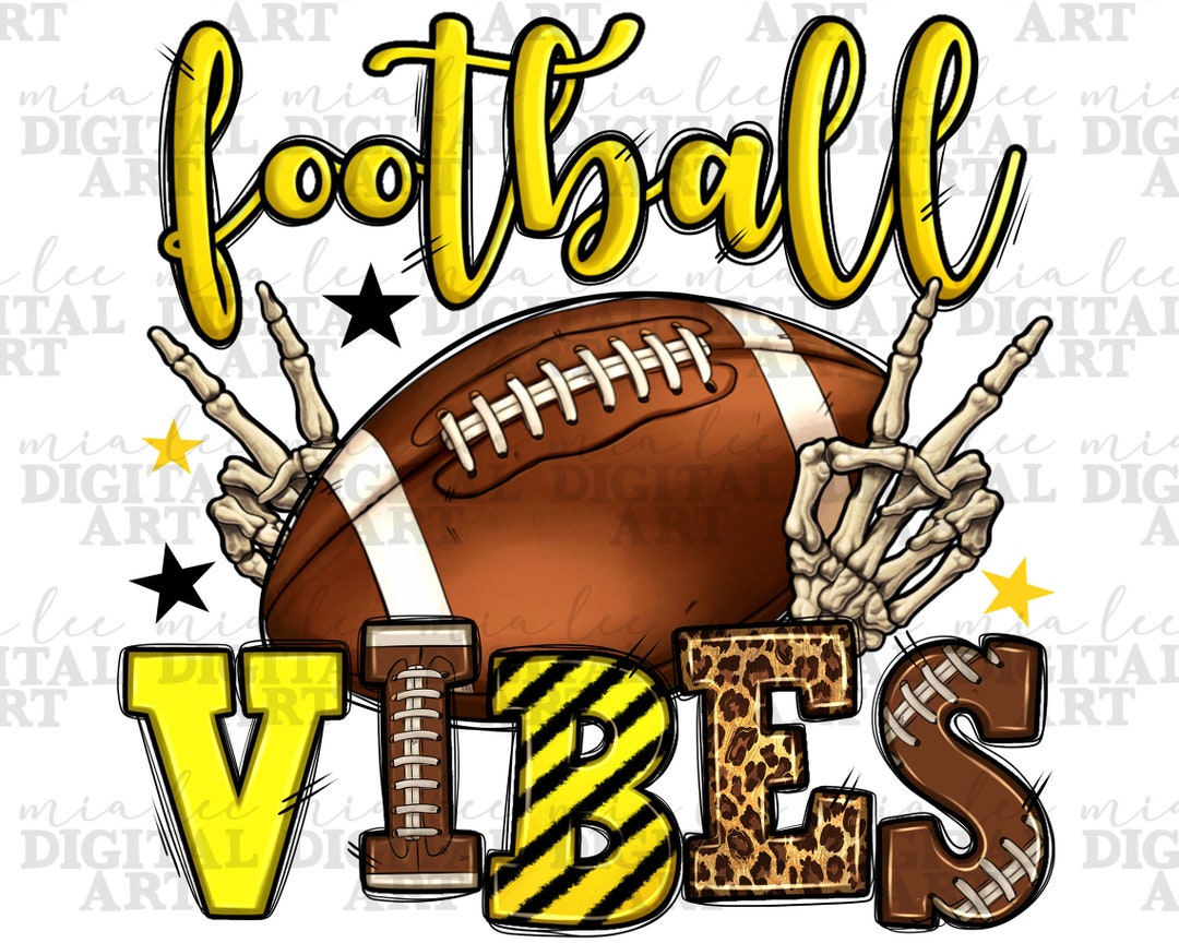 Football Vibes Yellow and Black Team Color Png Sublimation Design ...