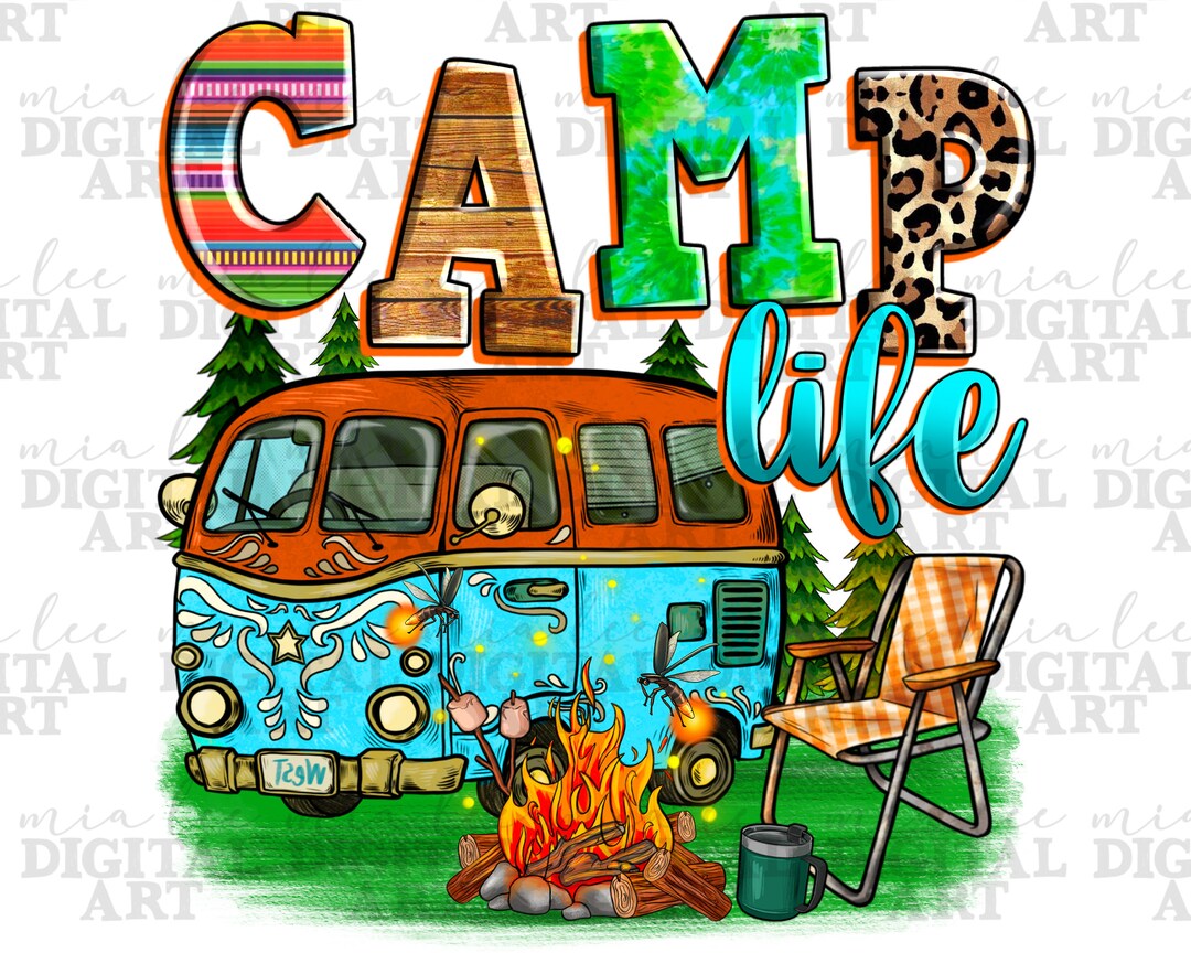 Camp Life Png Sublimation Design Download, Camping Van Png, Happy ...
