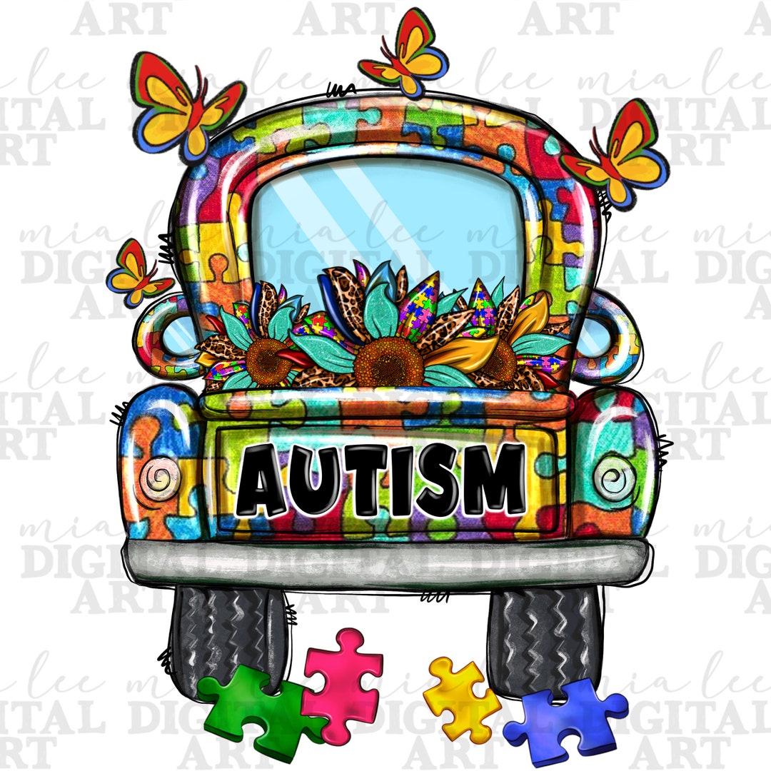 Autism Truck Png Sublimation Design Download, Autism Awareness Png ...