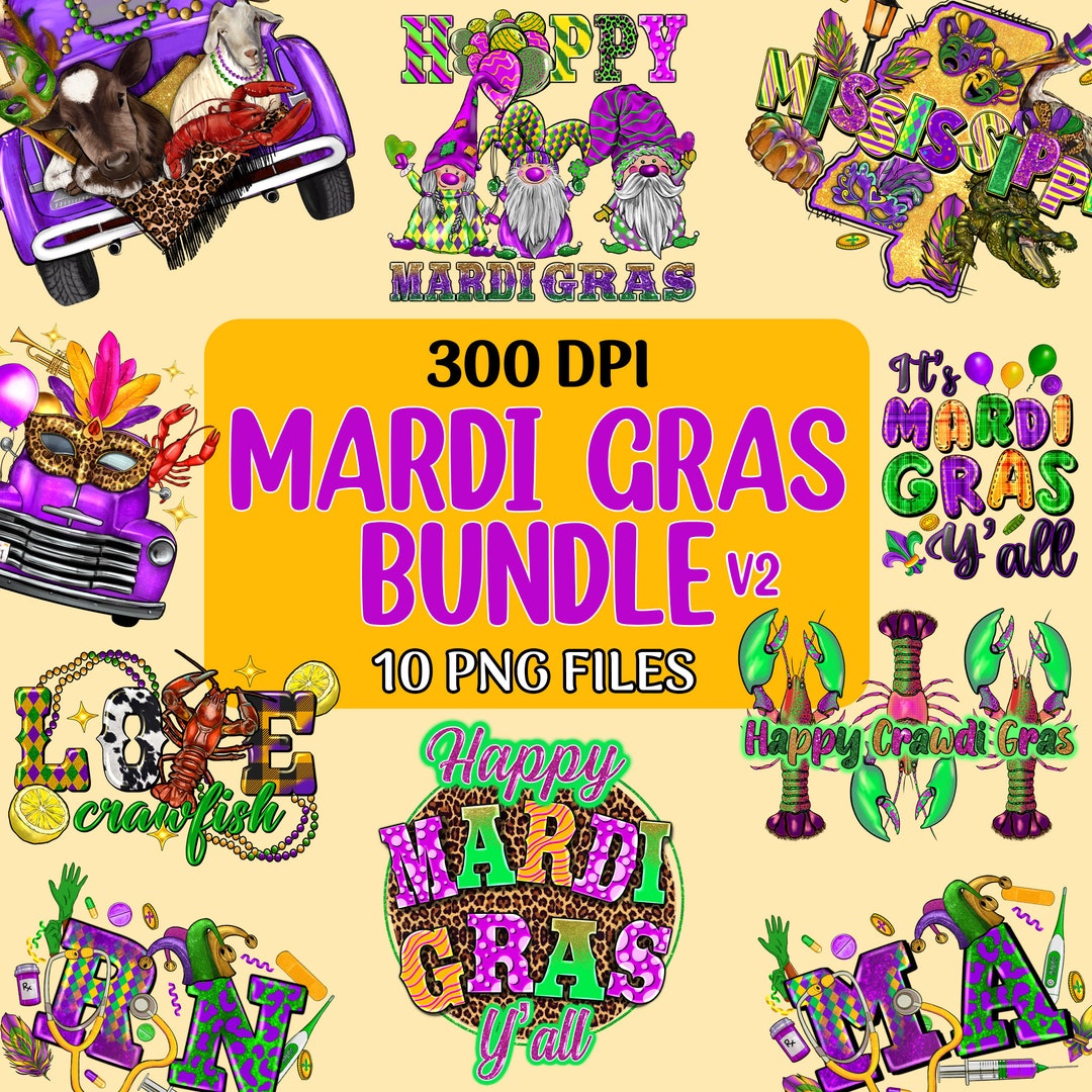 Mardi Gras Bundle V2 Png Sublimation Design Download, Western Mardi ...