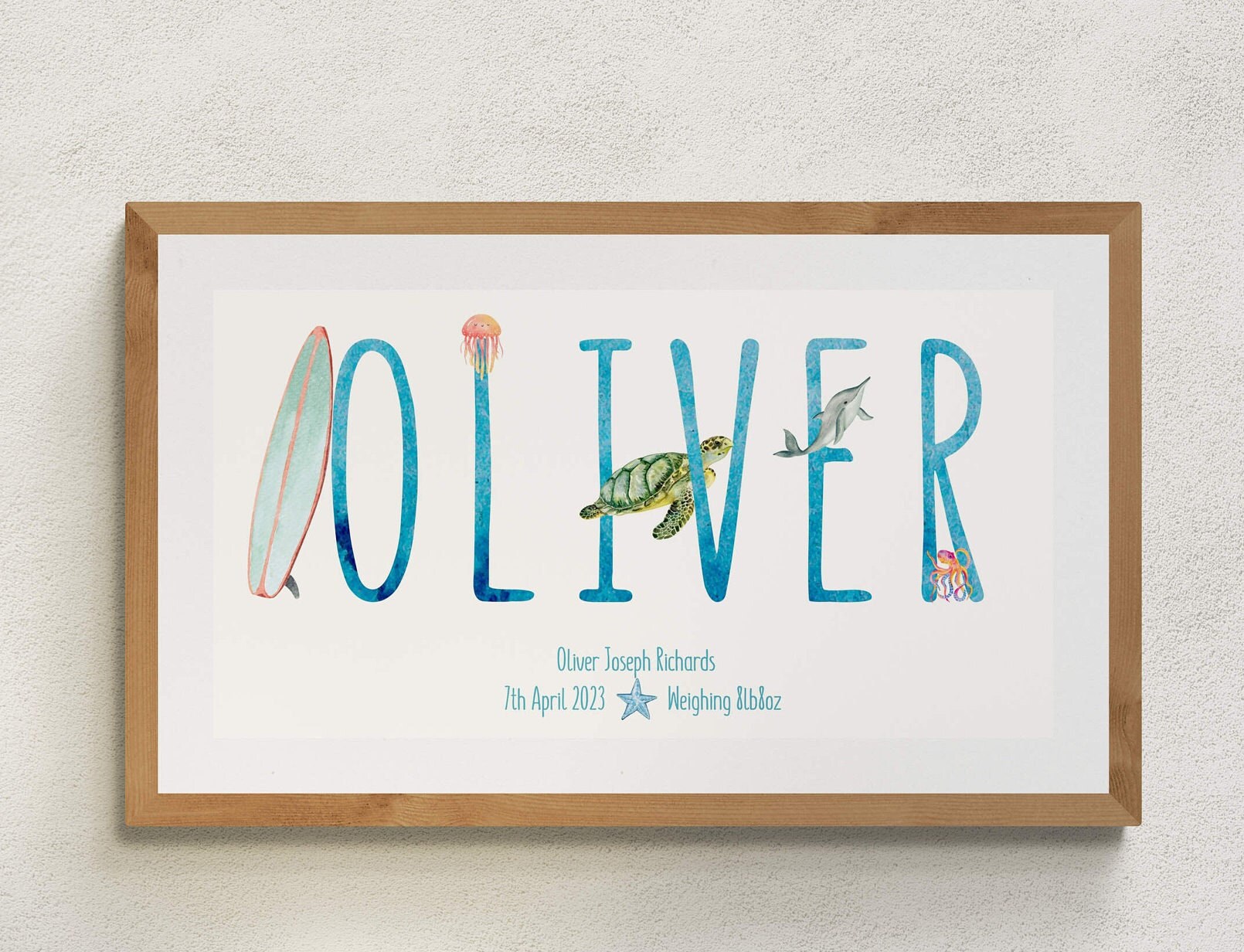 Personalized Child Surf Name Wall Art Birth Details Print - Etsy