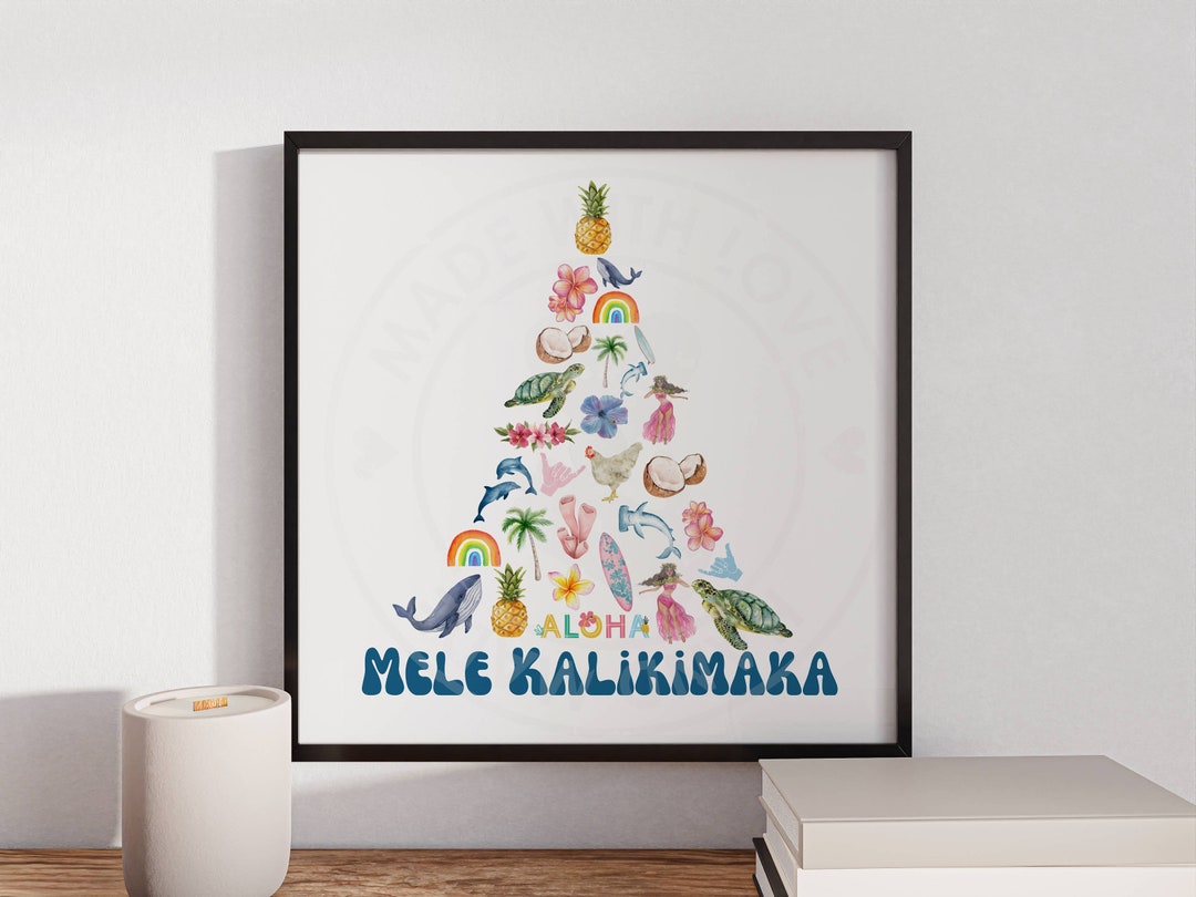 Hawaii Christmas Mele Kalikimaka PNG JPG PDF Tree With Watercolor Hawai ...