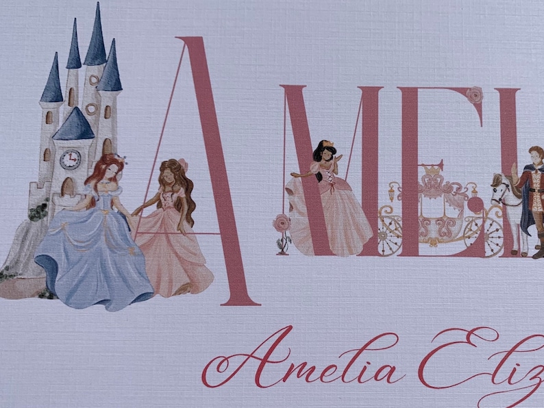 Princess Custom Name Watercolor Art With Castle Carriage - Etsy