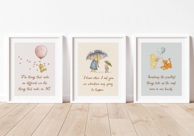 Winnie the Pooh Classic Nursery Wall Art Set of 3 Watercolor Prints in ...