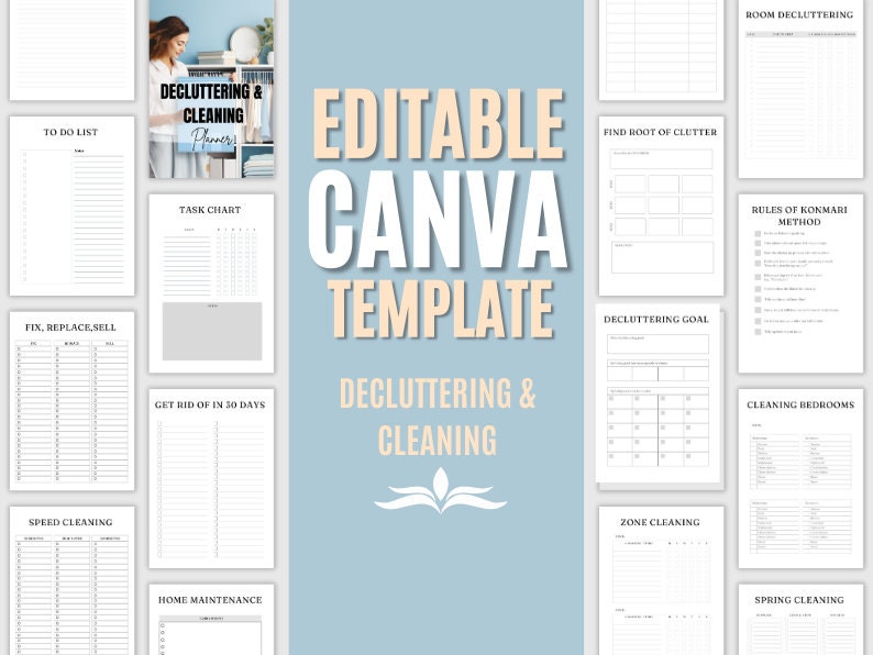 Decluttering & Cleaning Planner PLR Resell Canva Template, Canva PLR ...