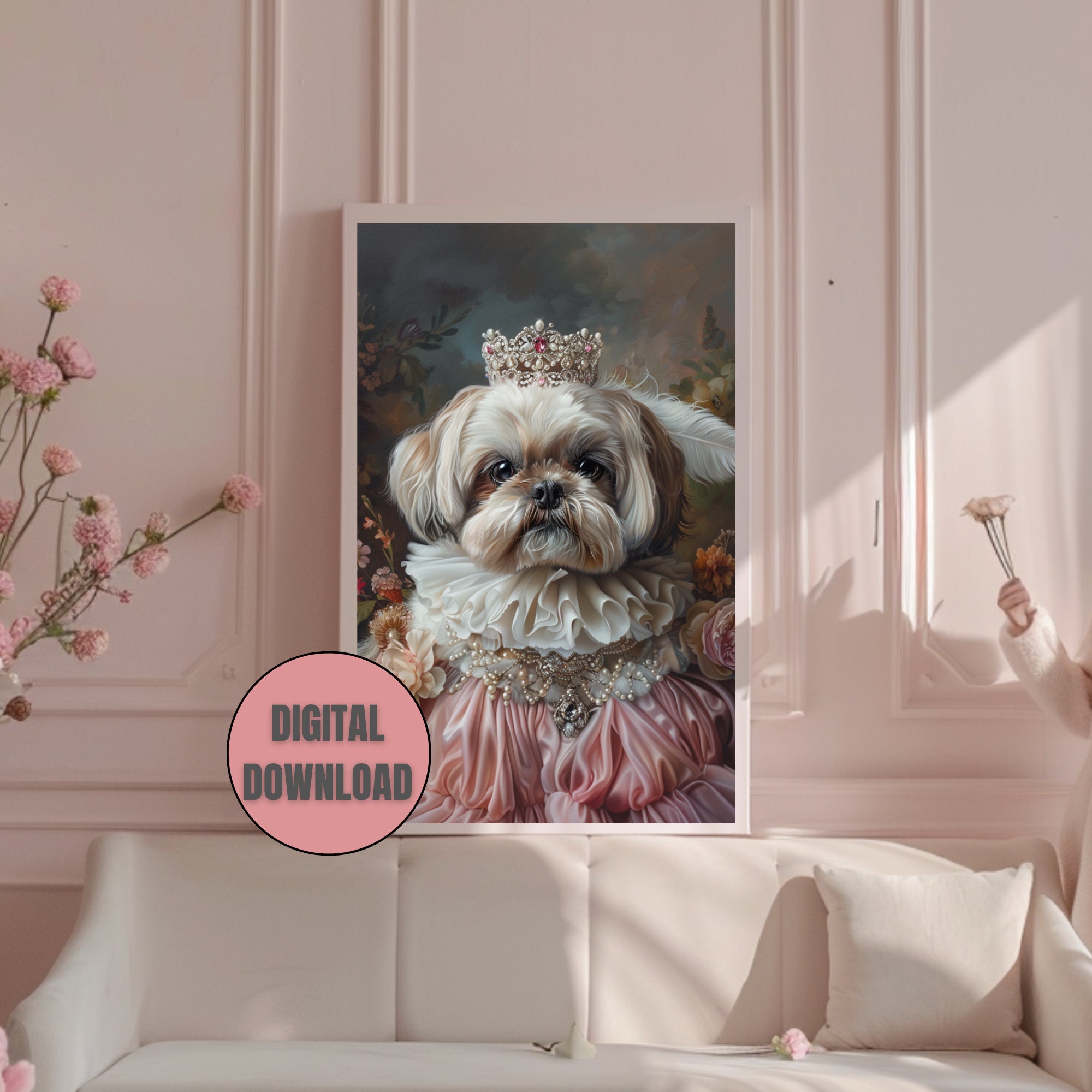 Princess Pet Portrait Memorial, Printable Wall Art Dog Lover Present ...