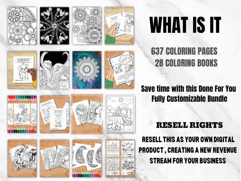 630+ PLR MRR Coloring Pages Bundle | Master Resell Rights Kids Adult ...
