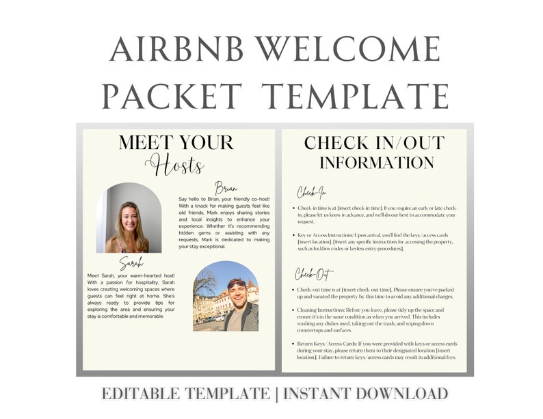 Airbnb Welcome Packet Host Guide Home Rental Welcome Book Canva ...