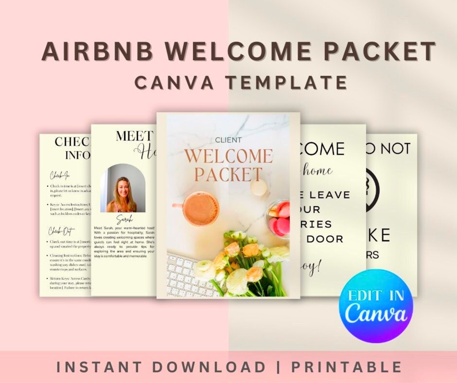 Airbnb Welcome Packet Host Guide Home Rental Welcome Book Canva ...